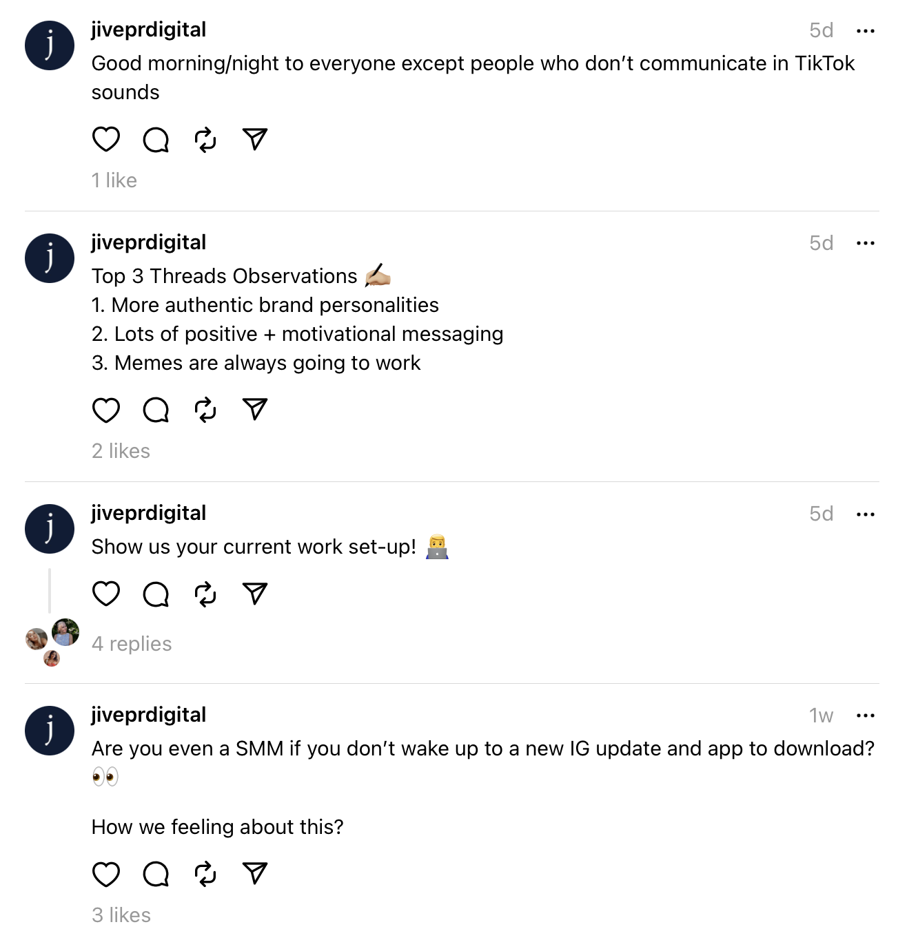How we really feel about threads - Jive PR + Digital